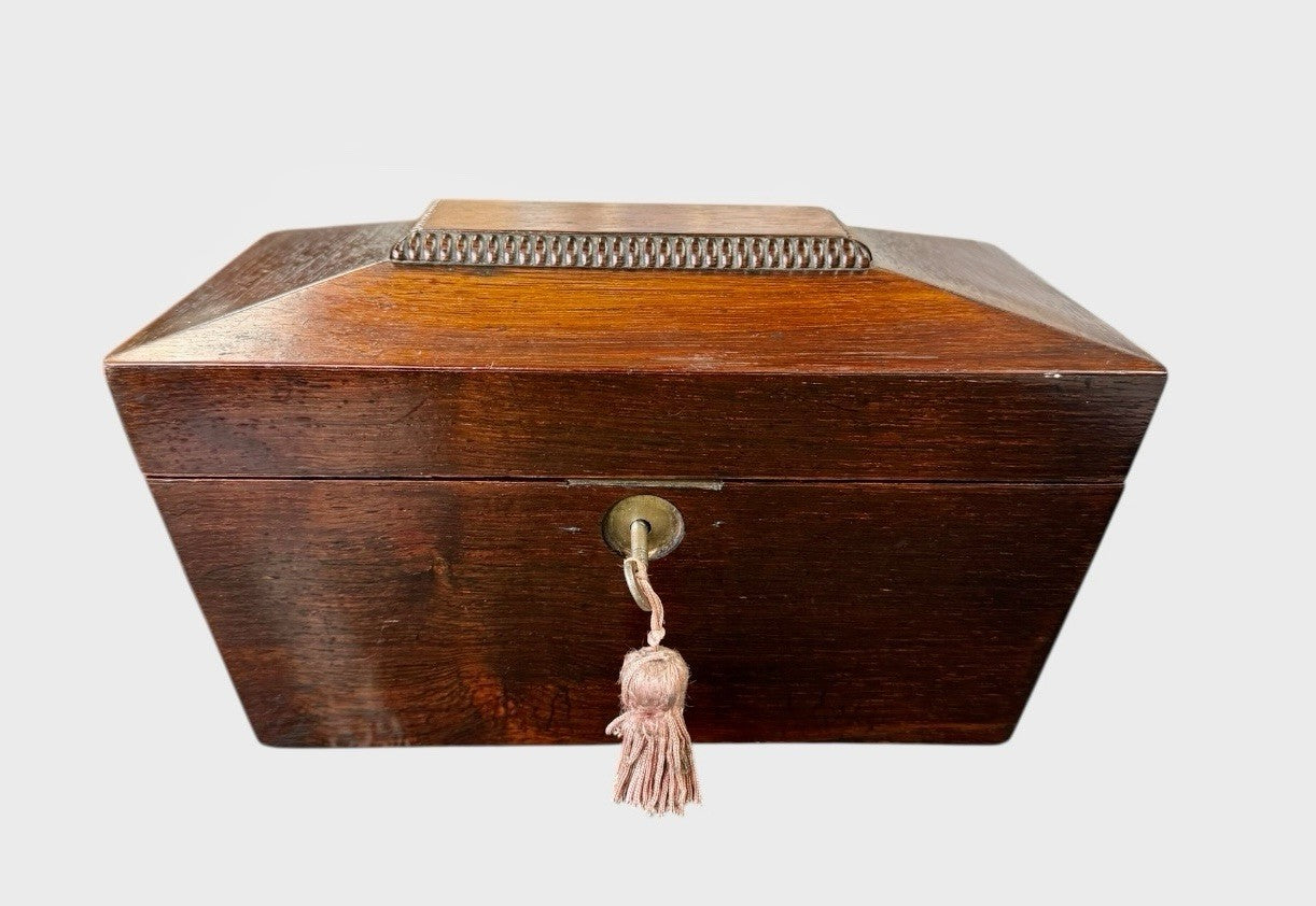 Antique Oak Tea Caddy 2 Compartment Vintage Collectors Storage Box ...